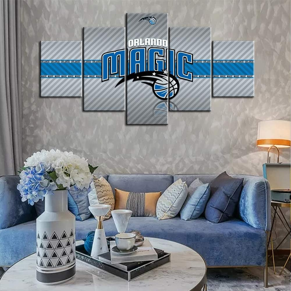 NBA Basketball Team Orlando Magic Striped Logo 5 Piece Canvas Wall Art ...