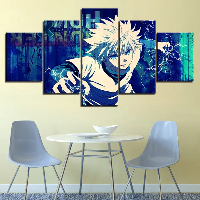 Hunter x Hunter Killua Zoldyck Lightning Anime 5 Piece Canvas Wall Art ...