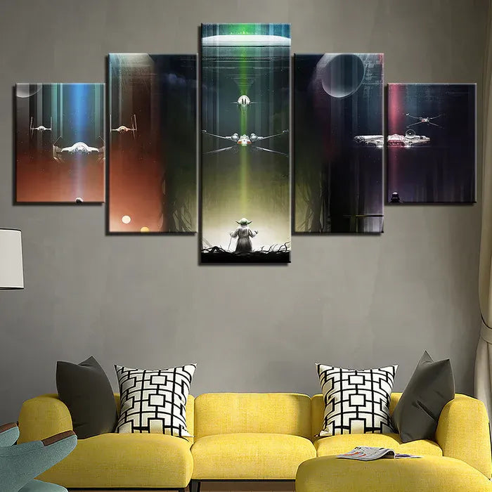 Star Wars Yoda and X-Wing Scene 5 Piece Canvas Wall Art Painting Wallp ...