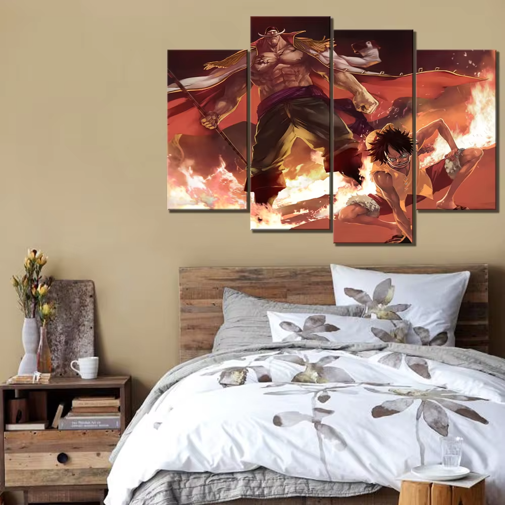 Luffy & Edward Newgate ONE PIECE Anime 4 Piece Canvas Wall Art Paintin ...