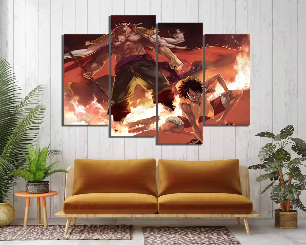 Luffy & Edward Newgate ONE PIECE Anime 4 Piece Canvas Wall Art Paintin ...