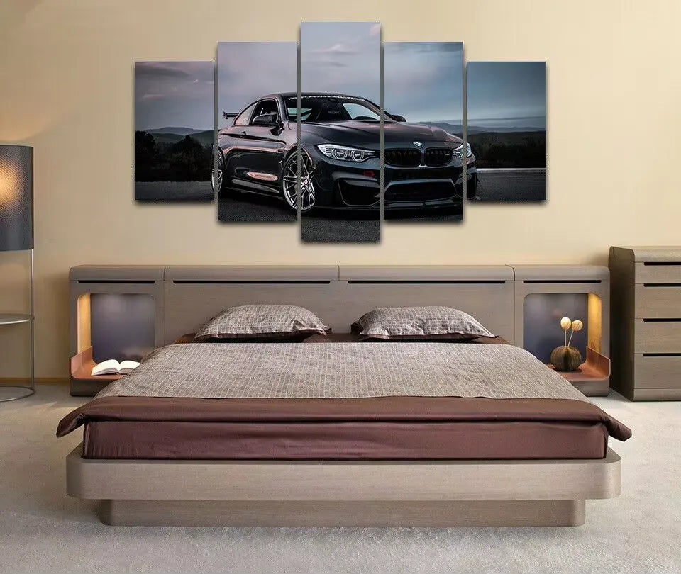 BMW M4 Performance Super Sports Car 5 Piece Canvas Wall Art Painting W ...