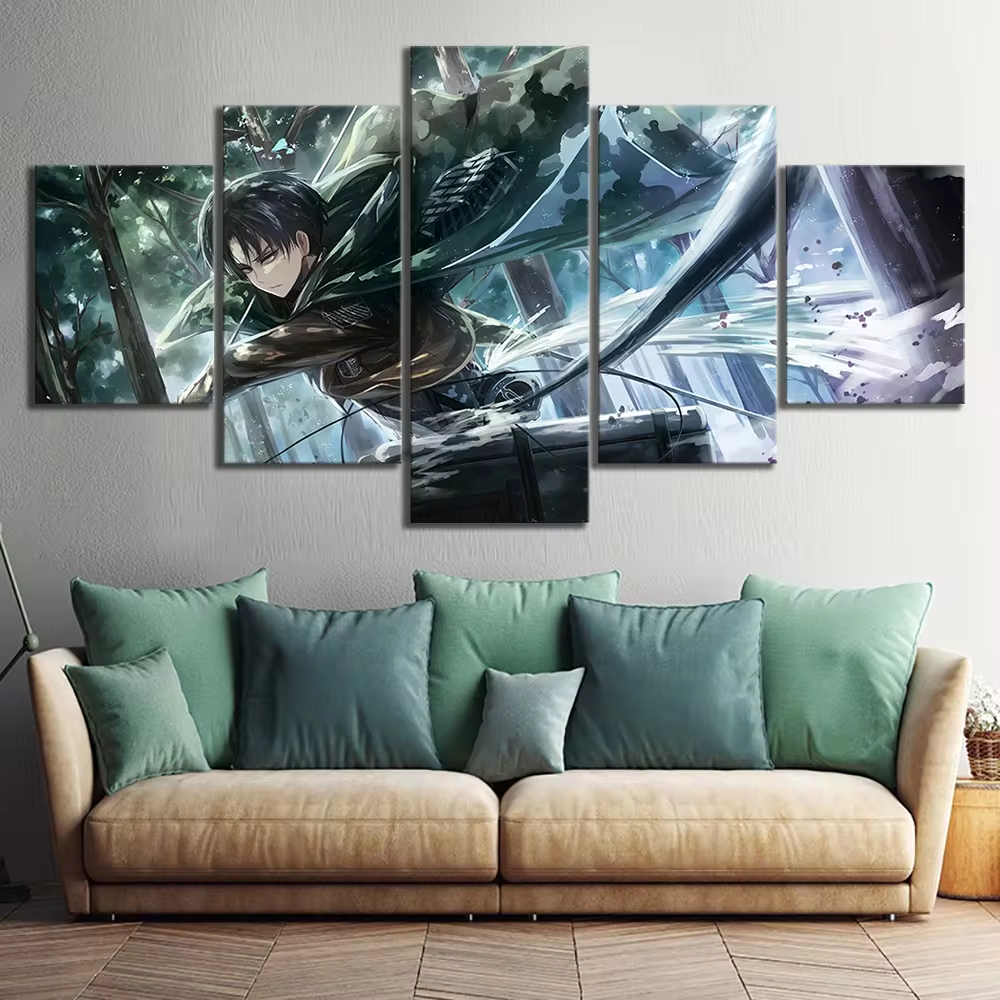 Attack On Titan Levi Ackerman Anime 5 Piece Canvas Wall Art Painting W ...