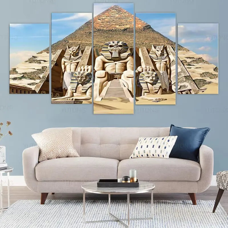 Egyptian Pyramids Modular Ancient Egypt 5 Piece Canvas Wall Art Painti ...