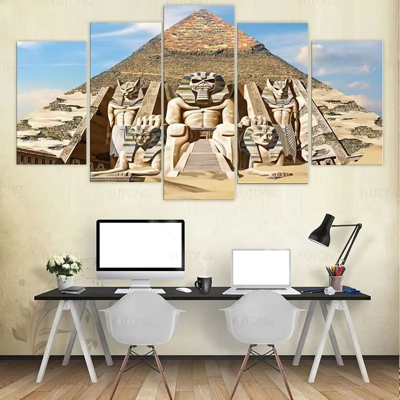 Egyptian Pyramids Modular Ancient Egypt 5 Piece Canvas Wall Art Painti ...