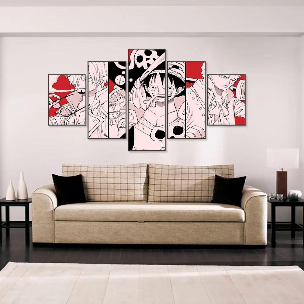 One Piece Zoro Luffy Peripherals Anime 5 Piece Canvas Wall Art Paintin ...