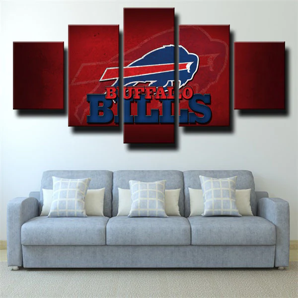 Buffalo Bills Logo Bold NFL Football Sports Team 5 Piece Canvas Wall A ...