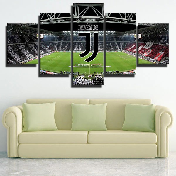 Juventus FC Football Club Logo and Stadium 5 Piece Canvas Wall Art Pai ...