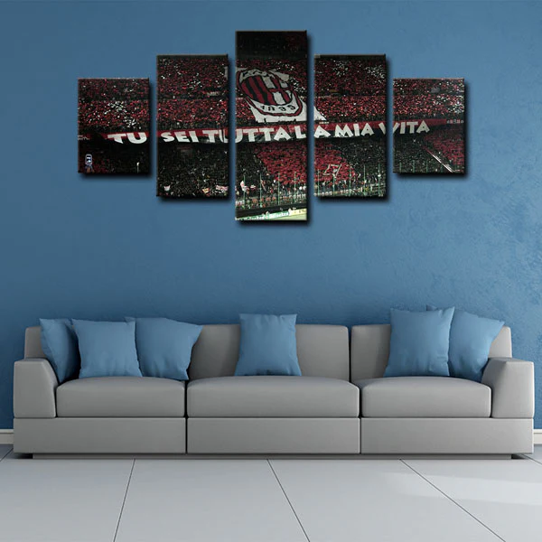 AC Milan Logo Fans Serie A Football Team Logo 5 Piece Canvas Wall Art ...