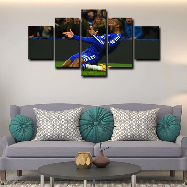 Didier Drogba Iconic Celebration Chelsea Legend 5 Piece Canvas Wall Ar ...
