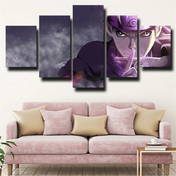 Purple Naruto Uzumaki Anime Silent Power 5 Piece Canvas Wall Art Paint ...