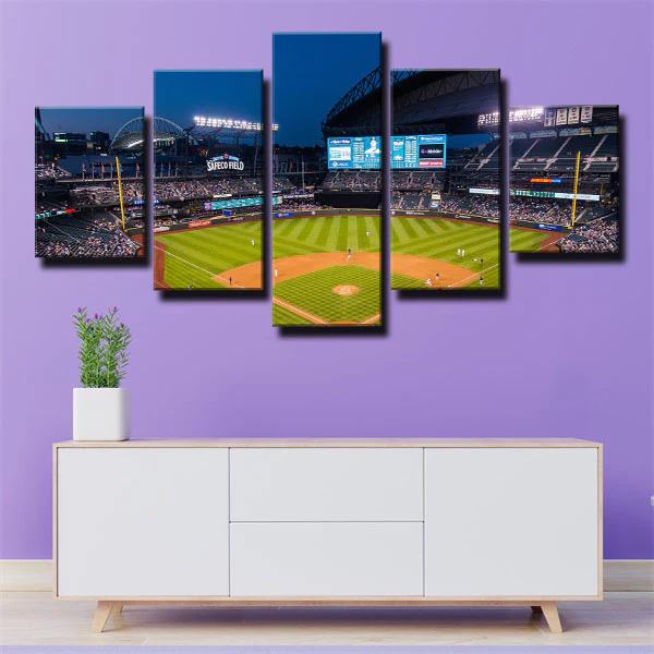 Seattle Mariners MLB Baseball Sports Team Stadium 5 Piece Canvas Wall ...
