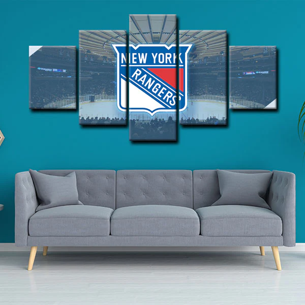 New York Rangers Logo and Stadium NHL Hockey Team 5 Piece Canvas Wall ...