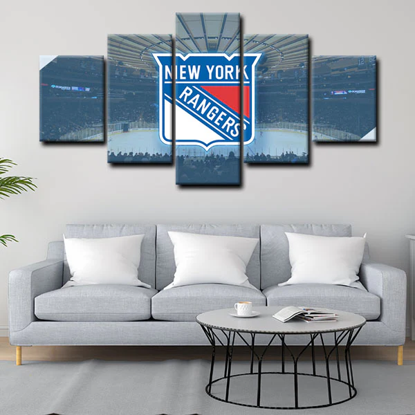 New York Rangers Logo and Stadium NHL Hockey Team 5 Piece Canvas Wall ...