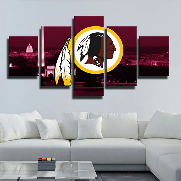 Washington Redskins NFL Team Logo Red City Edition 5 Piece Canvas Wall ...