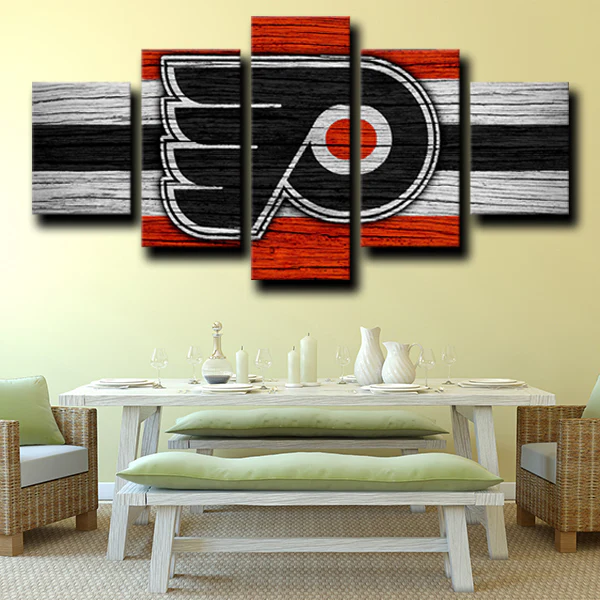 Philadelphia Flyers Grunge Logo NHL Hockey Team 5 Piece Canvas Wall Ar ...
