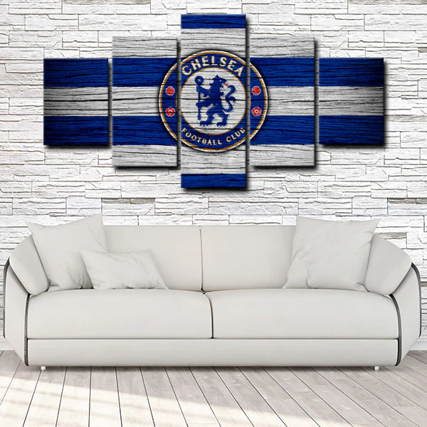Chelsea FC Soccer Football Sports Team Logo 5 Piece Canvas Wall Art Pa ...