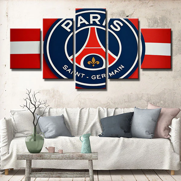 Paris Saint Germain PSG Logo French Football Team 5 Piece Canvas Wall ...