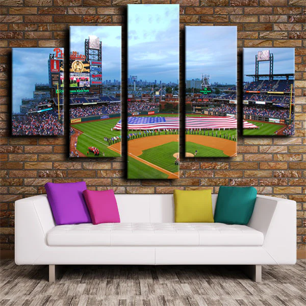Philadelphia Phillies MLB Baseball Sports Stadium 5 Piece Canvas Wall ...
