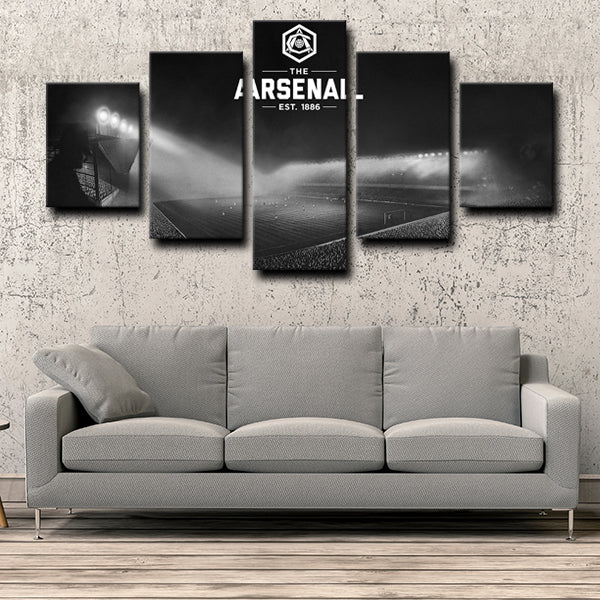 Arsenal FC Emirates Football Stadium Black and White 5 Piece Canvas Wa ...