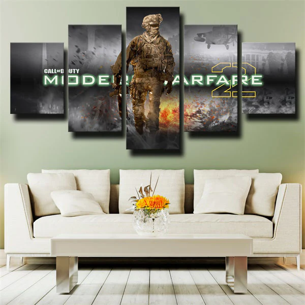 Modern Warfare 2 Call Of Duty Soldier in Action 5 Piece Canvas Wall Ar ...