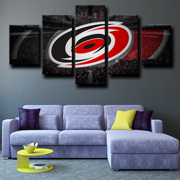 Carolina Hurricanes Logo Badge NHL Hockey Team 5 Piece Canvas Wall Art ...