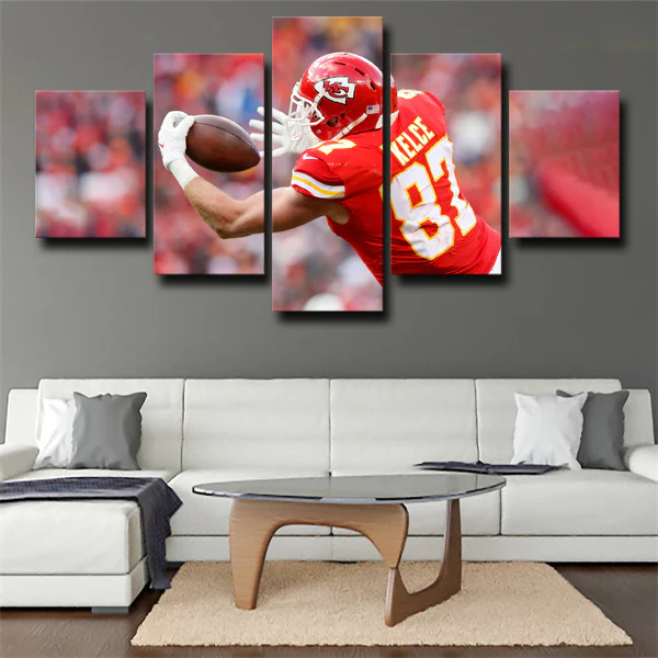 NFL Travis Kelce Kansas City Chiefs Tight End Zeus 5 Piece Canvas Wall ...