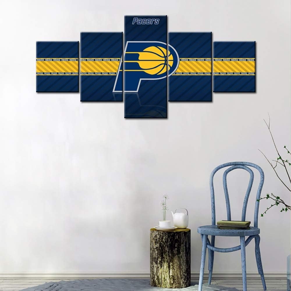 Indiana Pacers NBA Basketball Sports Team Logo 5 Piece Canvas Wall Art ...