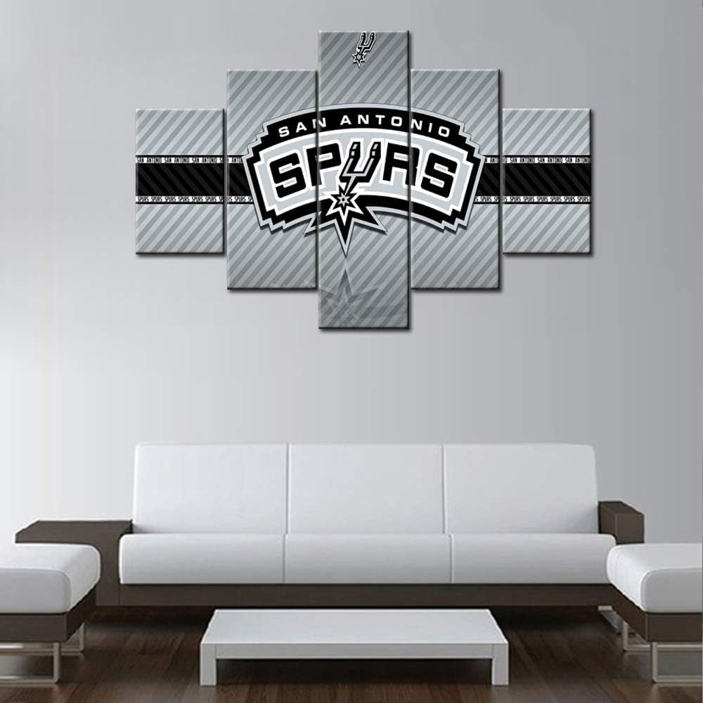 San Antonio Spurs Silver Stripes Logo NBA Basketball Team 5 Piece Canv ...