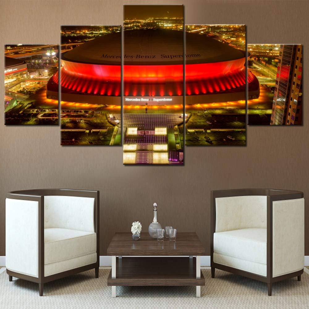 NFL Football New Orleans Saints Superdome Stadium 5 Piece Canvas Wall ...