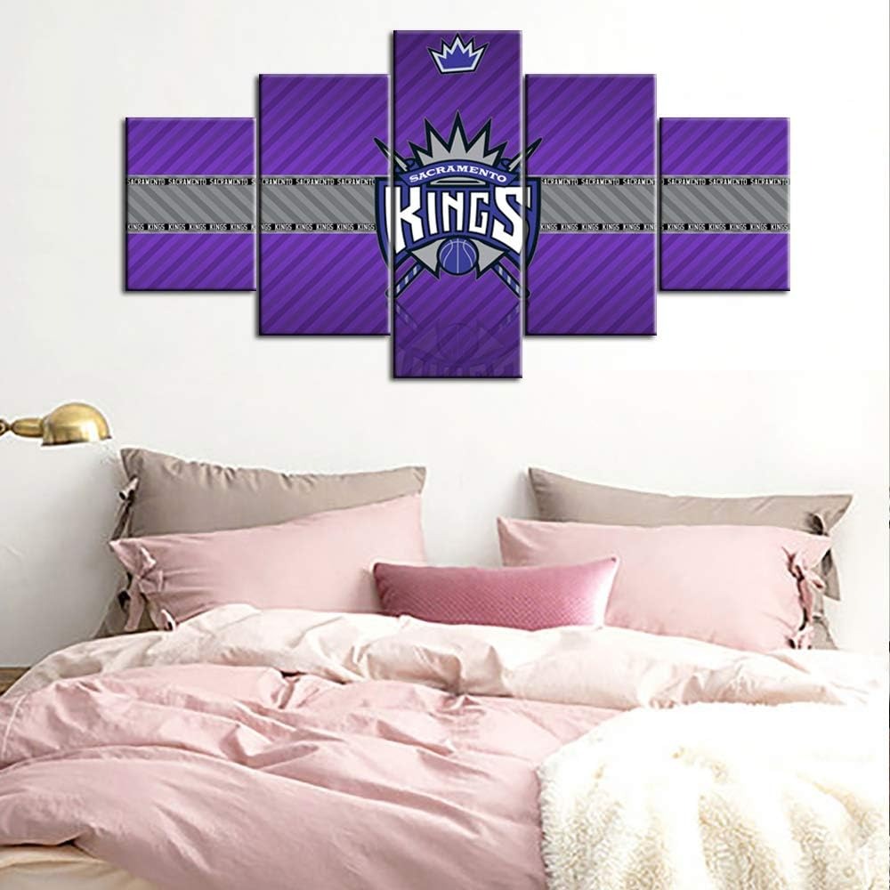 NBA Basketball Team Sacramento Kings Logo Purple Stripes 5 Piece Canva ...