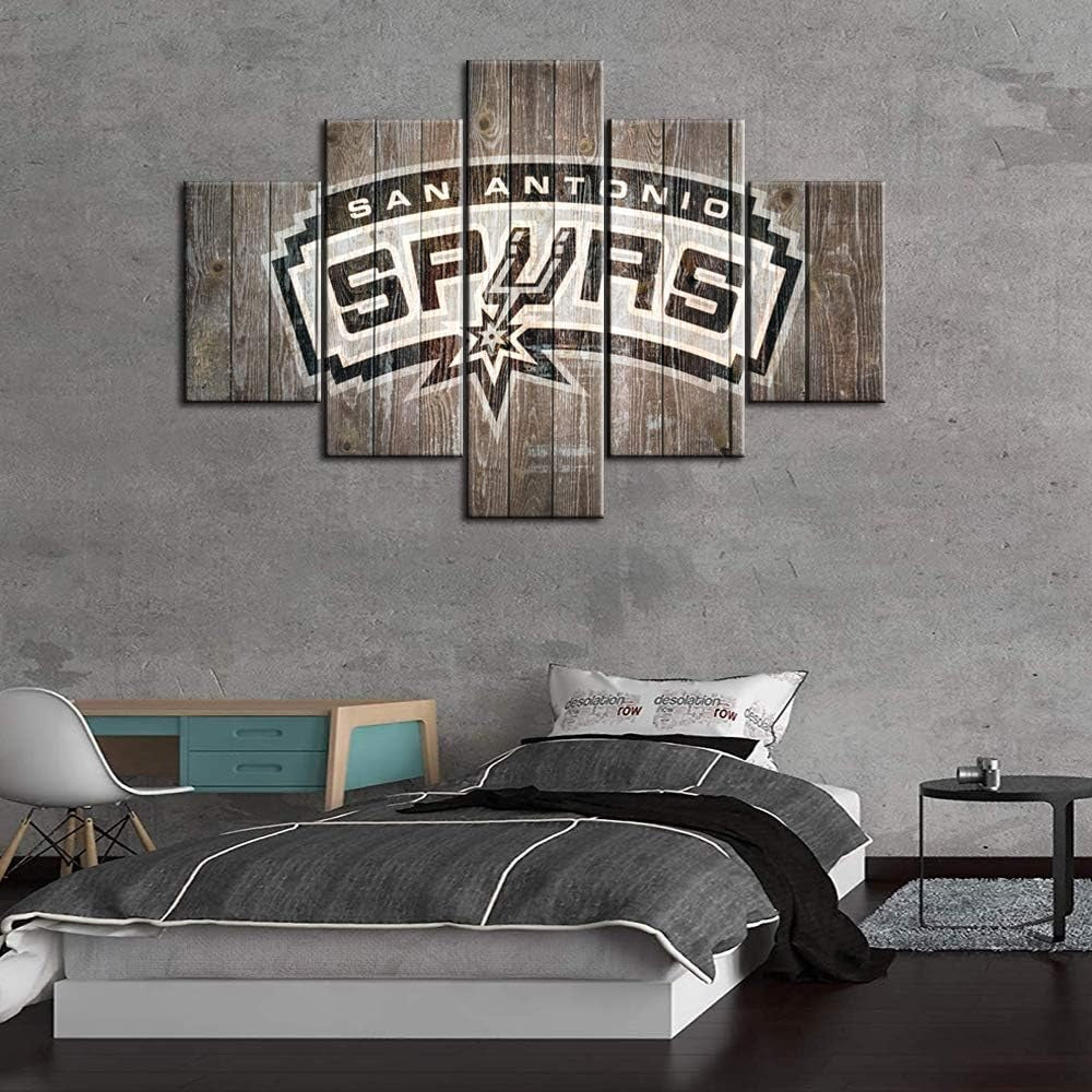 San Antonio Spurs Wooden Logo NBA Basketball Team 5 Piece Canvas Wall ...