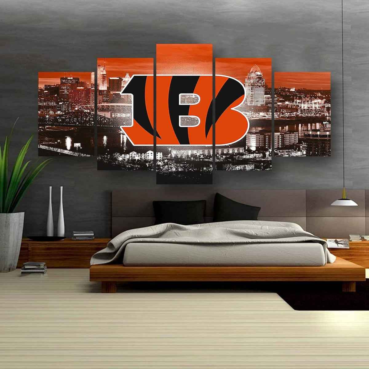 NFL Football Team Cincinnati Bengals Skyline 5 Piece Canvas Wall Art P ...