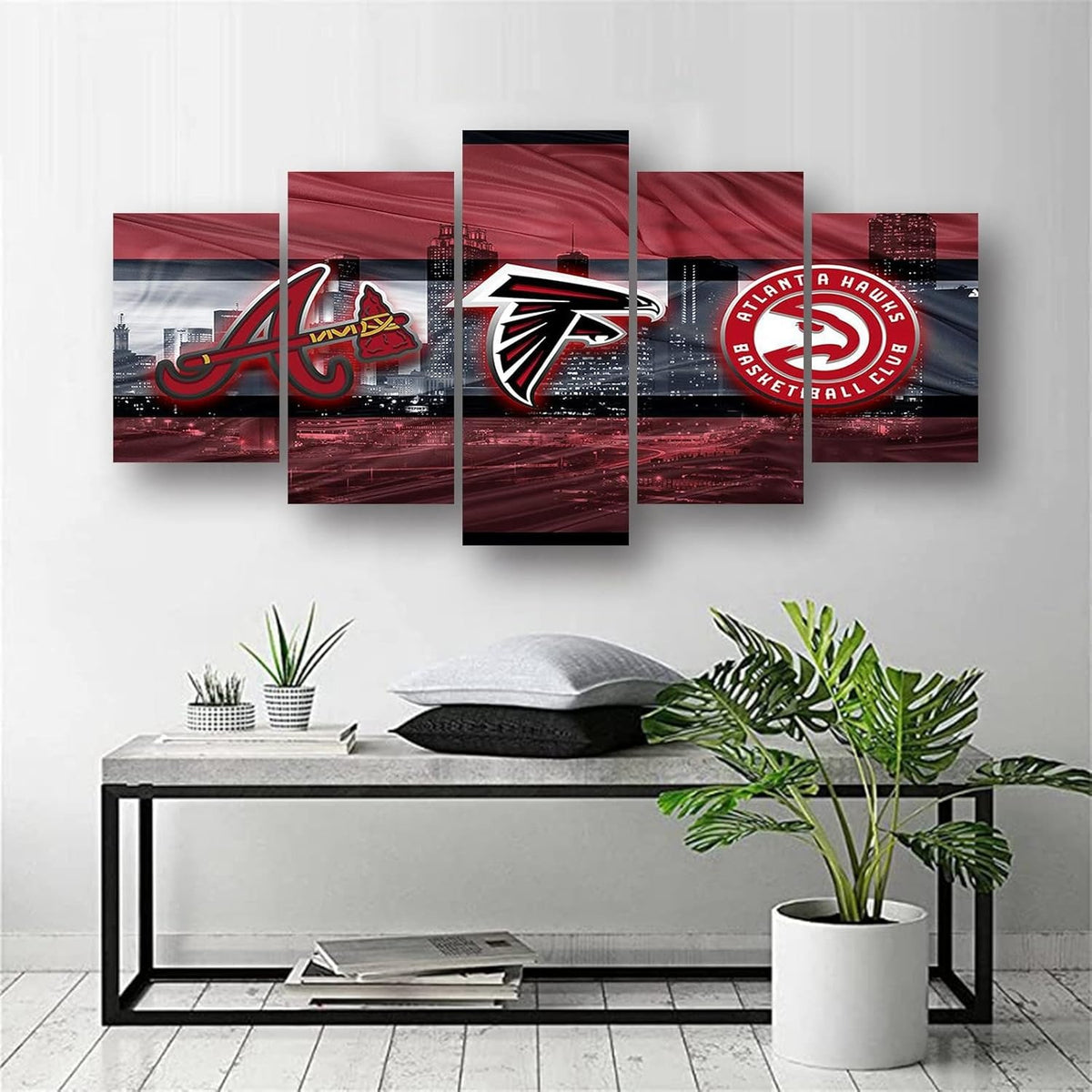 Atlanta Falcons Braves Hawks NFL MLB NBA 5 Piece Canvas Wall Art Paint ...