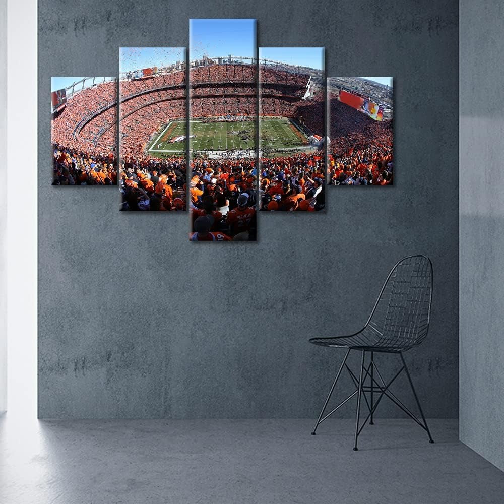 NFL Football Fans Denver Broncos Stadium 5 Piece Canvas Wall Art Paint ...