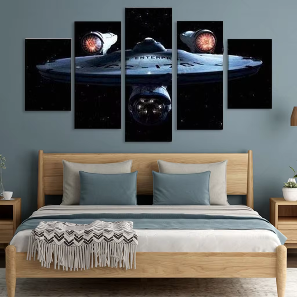 Star Trek Enterprise Spaceship 5 Piece Canvas Wall Art Painting Wallpa ...