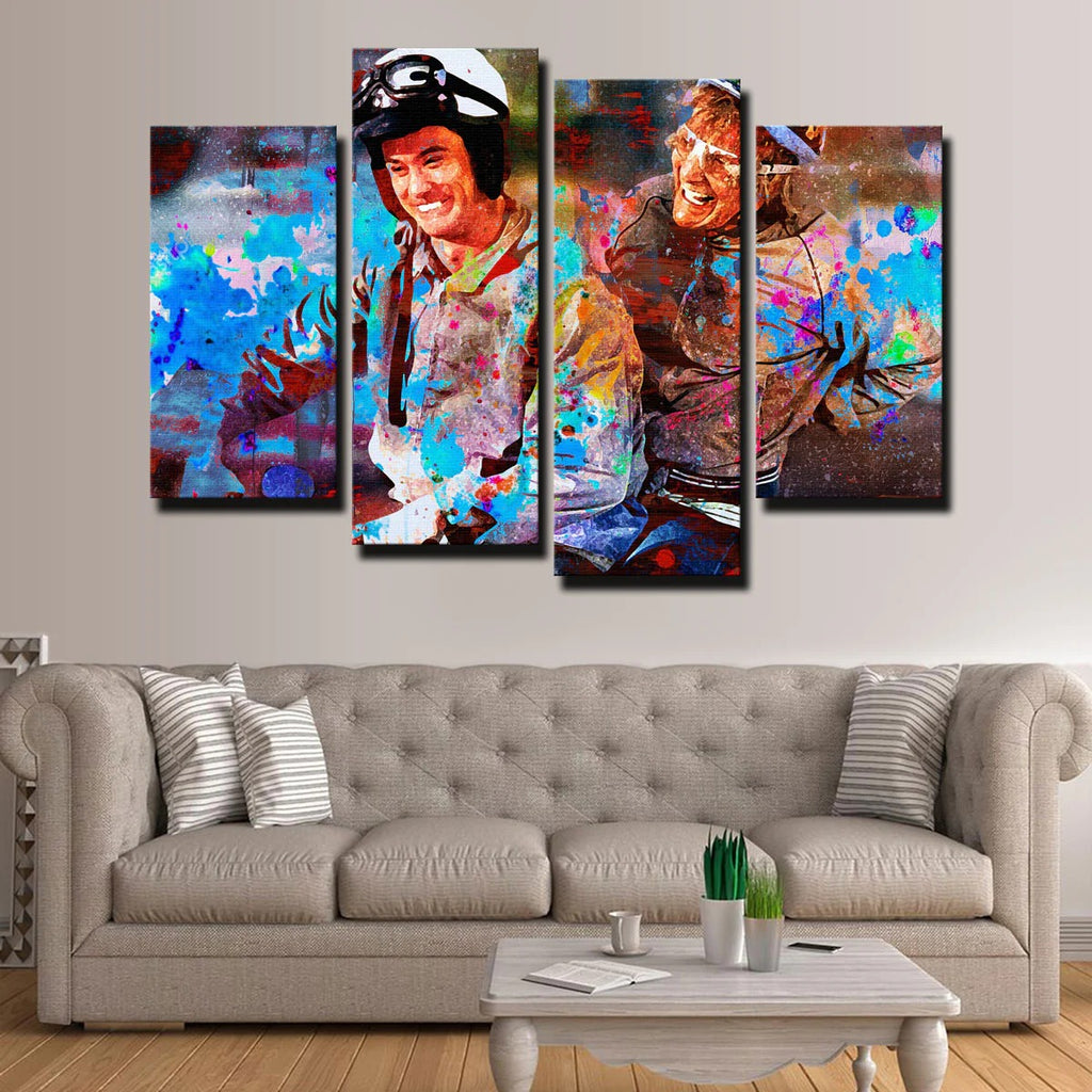 Dumb and Dumber Lloyd & Harry Abstract Colorful 4 Piece Canvas Wall Ar ...