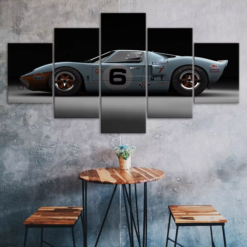 Ford GT40 Sports Racing Car 5 Piece Canvas Wall Art Painting Wallpaper ...