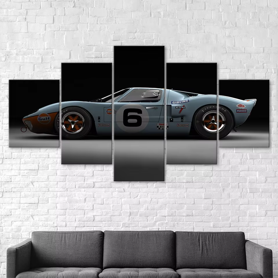 Ford GT40 Sports Racing Car 5 Piece Canvas Wall Art Painting Wallpaper ...
