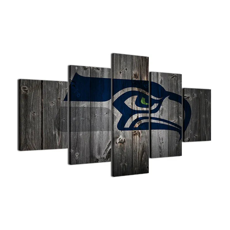 Seattle Seahawks NFL American Football Team Logo 5 Piece Canvas Wall A ...