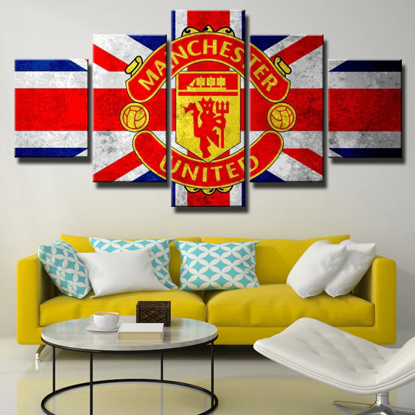 Manchester United FC Football Team Logo and England Flag 5 Piece Canva ...