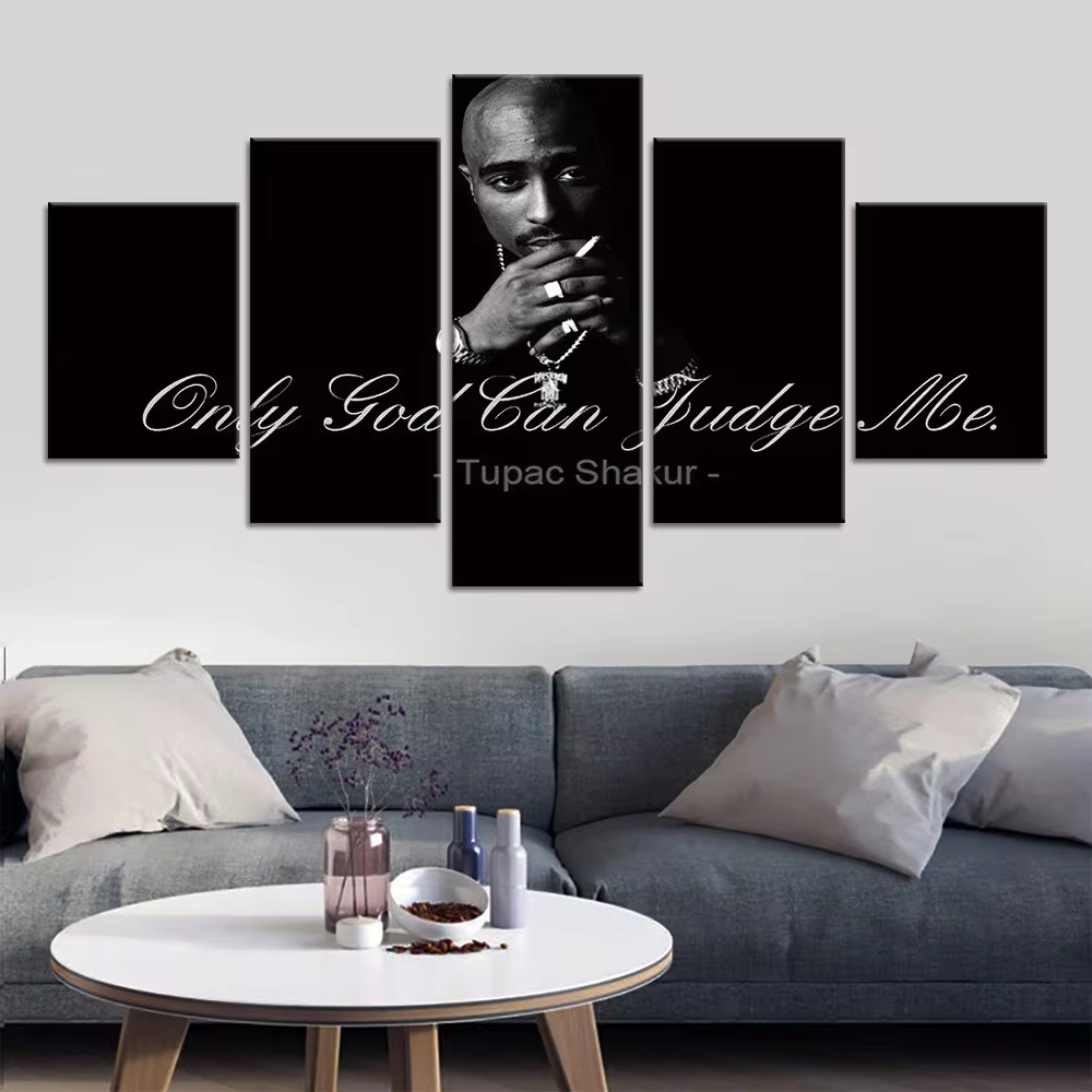 Tupac Shakur 2Pac Only God Can Judge Me 5 Piece Canvas Wall Art Painti ...