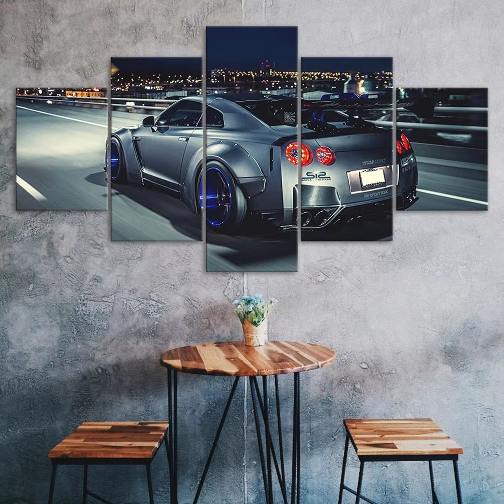 Nissan GTR Luxury Sports Car Skyline 5 Piece Canvas Wall Art Painting ...