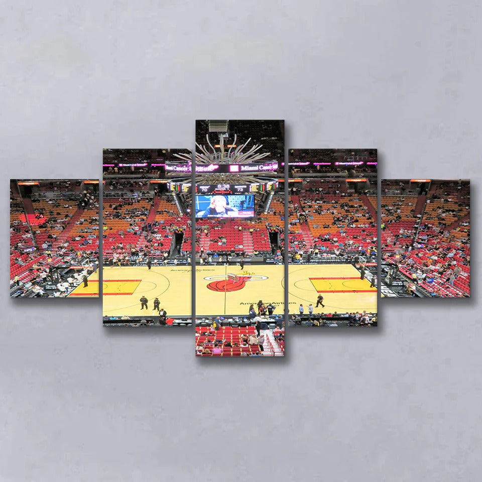 Miami Heat Stadium NBA Basketball Arena Panoramic 5 Piece Canvas Wall ...