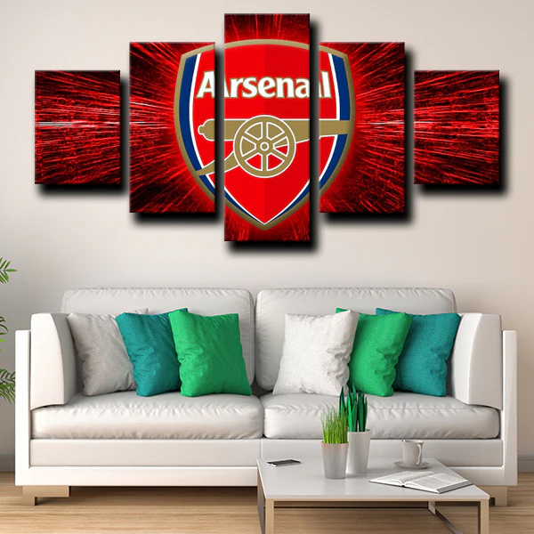 Red Arsenal FC Football Sports Club Logo 5 Piece Canvas Wall Art Paint ...