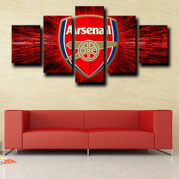 Red Arsenal FC Football Sports Club Logo 5 Piece Canvas Wall Art Paint ...