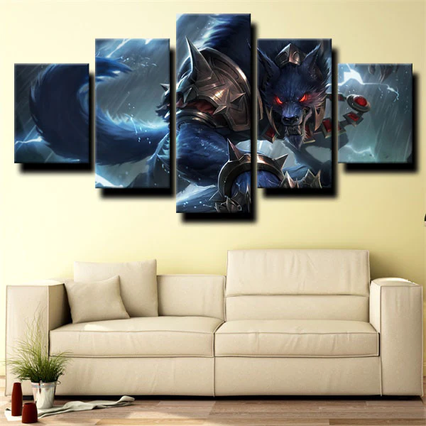 League of Legends Warwick Gaming Fighting 5 Piece Canvas Wall Art Pain ...