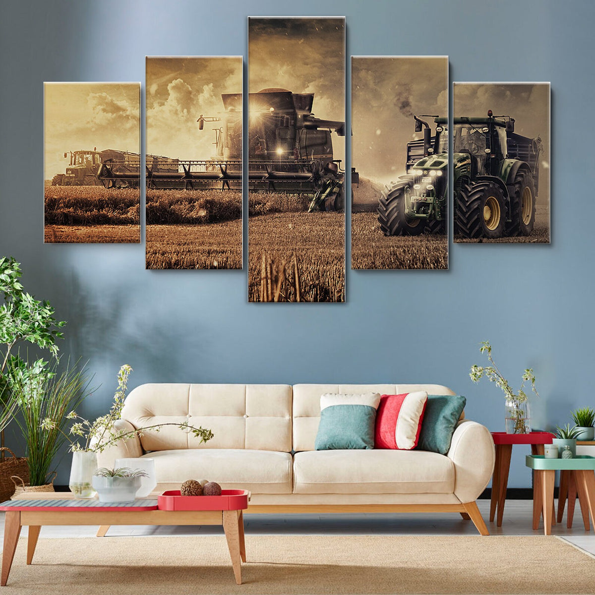 Farming Farmers Farm Tractors 5 Piece Canvas Wall Art Painting Wallpap ...