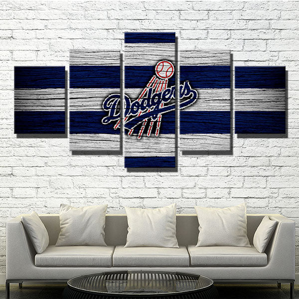MLB Baseball Sports Team Los Angeles Dodgers Logo 5 Piece Canvas Wall ...