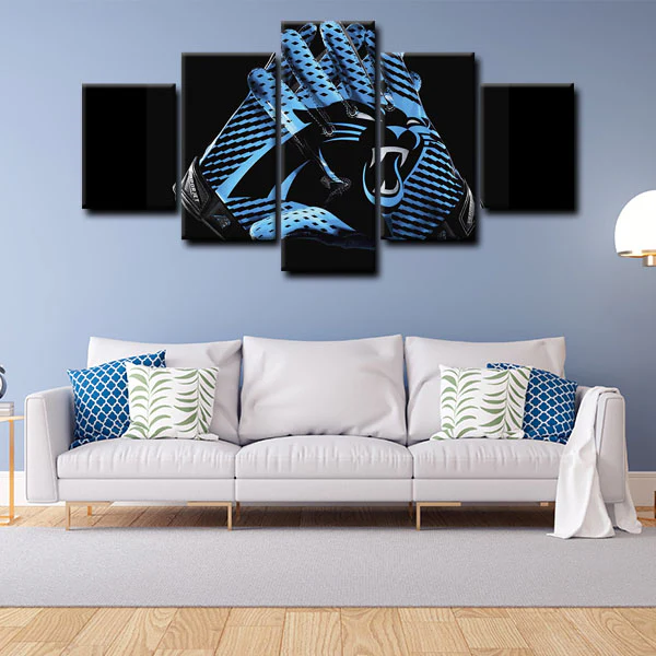 Carolina Panthers NFL Football Team Logo Gloves 5 Piece Canvas Wall Ar ...